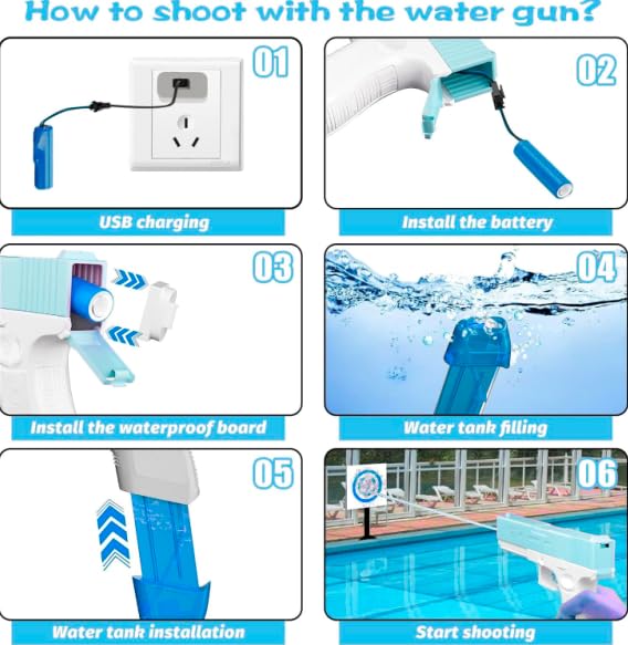 High Pressure Holi Pichkari Electric Water Gun, Blue – Baystore