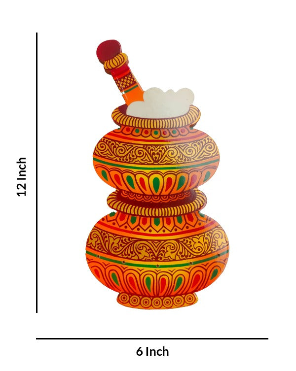 Handcrafted Makhan Matki Wooden Art Decor, 12 Inch x 6 Inch – Baystore